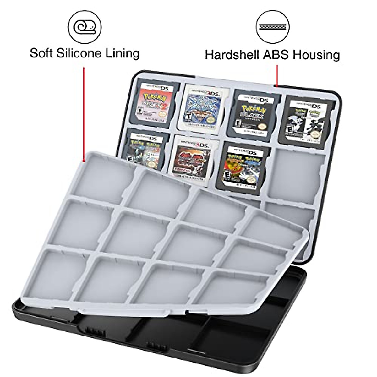 HEIYING Game Card Case for Nintendo 3DS 3DSXL 2DS 2DSXL DS DSi,Portable 3DS 2DS DS Game Cartridge Holder Storage with 24 Game Card Slots.
