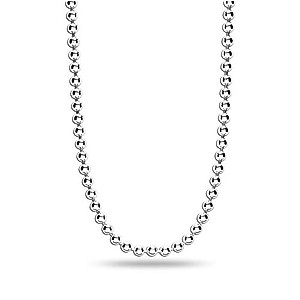 LeCalla 925 Sterling Silver Italian 3mm Diamond-Cut Bead Ball Strand Chain Necklace for Teen and Women 16 Inches, Made in Italy