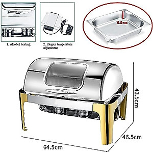 Stainless Steel Chafing Dishes with Lid for Parties, 9L Commercial Food Warmer for Buffet, Buffet Server with 3 Kind of Warming Tray for Holidays, Catering, Home Dinners