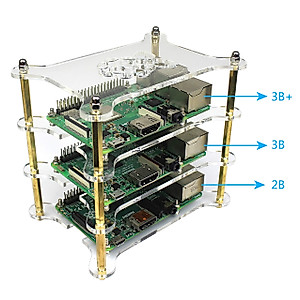 4 Layers Clear Stackable Case for Raspberry Pi 4 Model B, Pi 3 B+ , Pi 3b Case with Heatsink