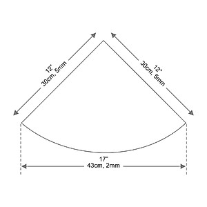 Dulles Glass 12" x 12" Quarter Round Floating Glass Shelf - Shelf Only - Tempered - 3/8" Thick - Flat Polished Glass
