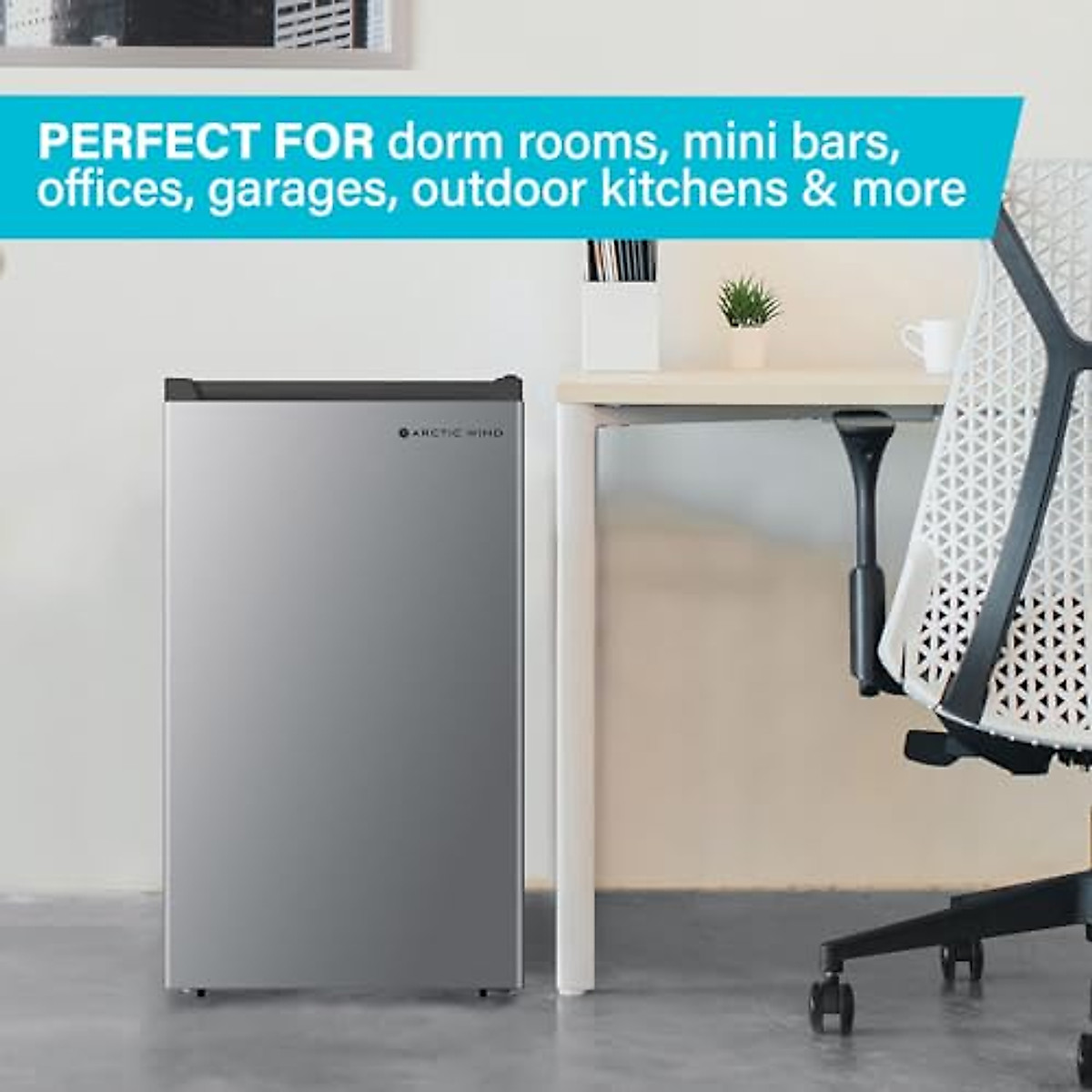 Arctic Wind 2AW1SLF44A 4.4-Cu. Ft Energy Star Compact Refrigerator with Freezer Compartment in Silver