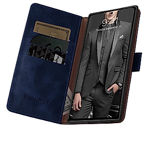 SUANPOT for Samsung Galaxy Note 20 Ultra 5G 6.9" with RFID Blocking Leather Wallet case Credit Card Holder, Flip Folio Book Phone case Cover Women Men for Samsung Note 20 Ultra case Wallet Blue