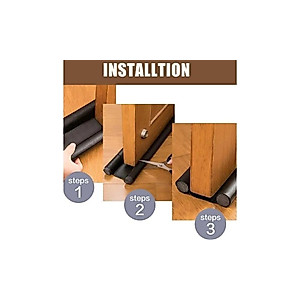 Draft Stoppers, Door Draft Stopper for Bottom of Door, Under The Door Noise Stopper, Soundproof, Lightproof, Weather Stripping Seal for Door and Window. Multi- Purpose Use. 37 Inch in (Black).
