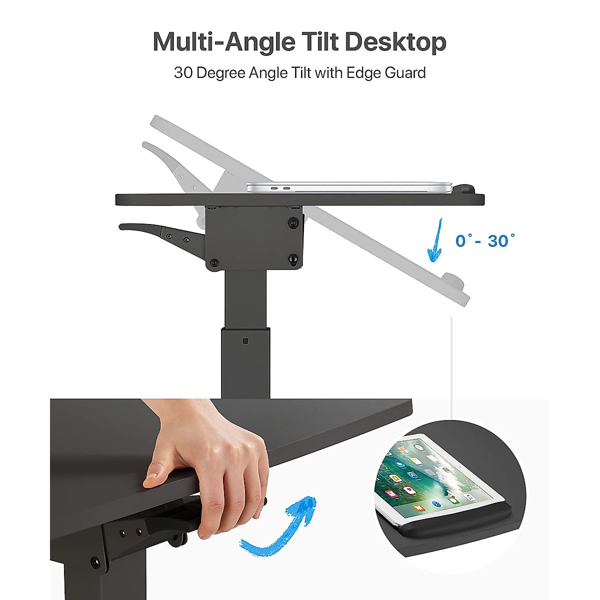 OCOMMO Mobile Podium - Pneumatic Standing Desk with 30 Degree Tilting Top, Adjustable Podium Stand, Lectern Portable with Wheels, Perfect for Lectures, Meetings, and Computer Use, Black