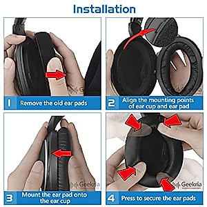 Geekria Comfort Velour Replacement Ear Pads for Sennheiser Game ONE, PC360, PC363D, PC373D Headphones Ear Cushions, Headset Earpads, Ear Cups Repair Parts (Black)