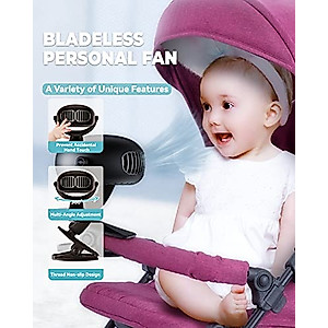 Kaylocheer Clip On Fan, Baby Stroller Fan, 4000mAh, 360° Rotation, Cool & Quiet, 3 Speeds, USB Charging, Convenient Travel Tool.(natural black)