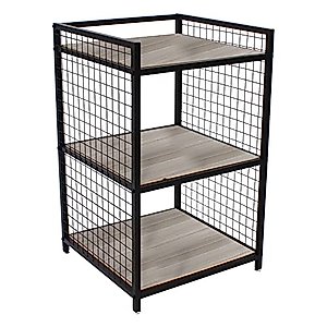 LOYALHEARTDY 3-Shelf Shelving Storage Unit Industrial 3-Tier Storage Rack Metal and Wood Style Bookshelf Multi-Purpose Indoor Garage Storage Organizer Shelves, 21.3" x 21.3"x 34.6" (3-Tier)