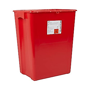 McKesson Prevent Premium Biohazard Sharps Container - Vertical Entry, Rotating Lid - Red and White, 18 gal, 13 in x 17 3/10 in x 24 3/5 in, 1 Count