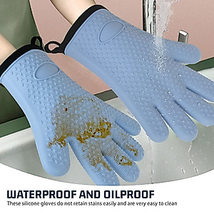 Extreme Heat Resistant BBQ Gloves -2pcs, Oven Gloves & Smoker Gloves, Fire & Oil Frozen Handling Resistant Grilling Gloves for Oven, Grill, Smoker, and Fireplace, Flexible Silicone Gloves for Cooking