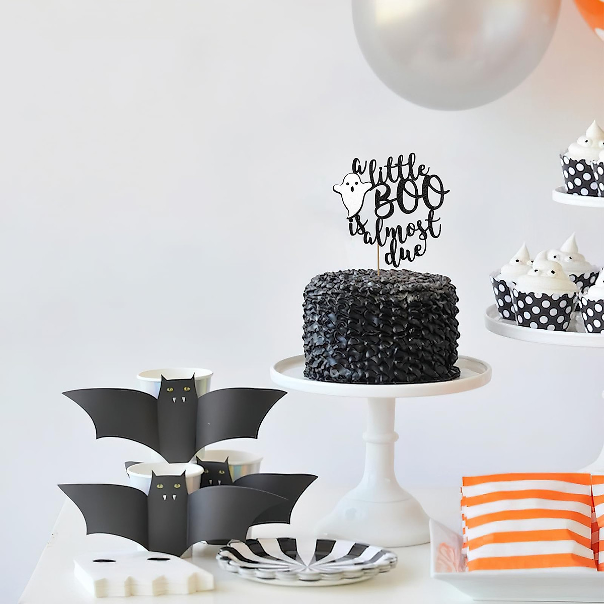 Halloween Baby Shower Decorations - Our Little Boo is Almost Due Cake Topper, October Baby Shower Decor, Fall Baby Shower Banner, Autumn Baby Shower (a little boo is almost due CT)