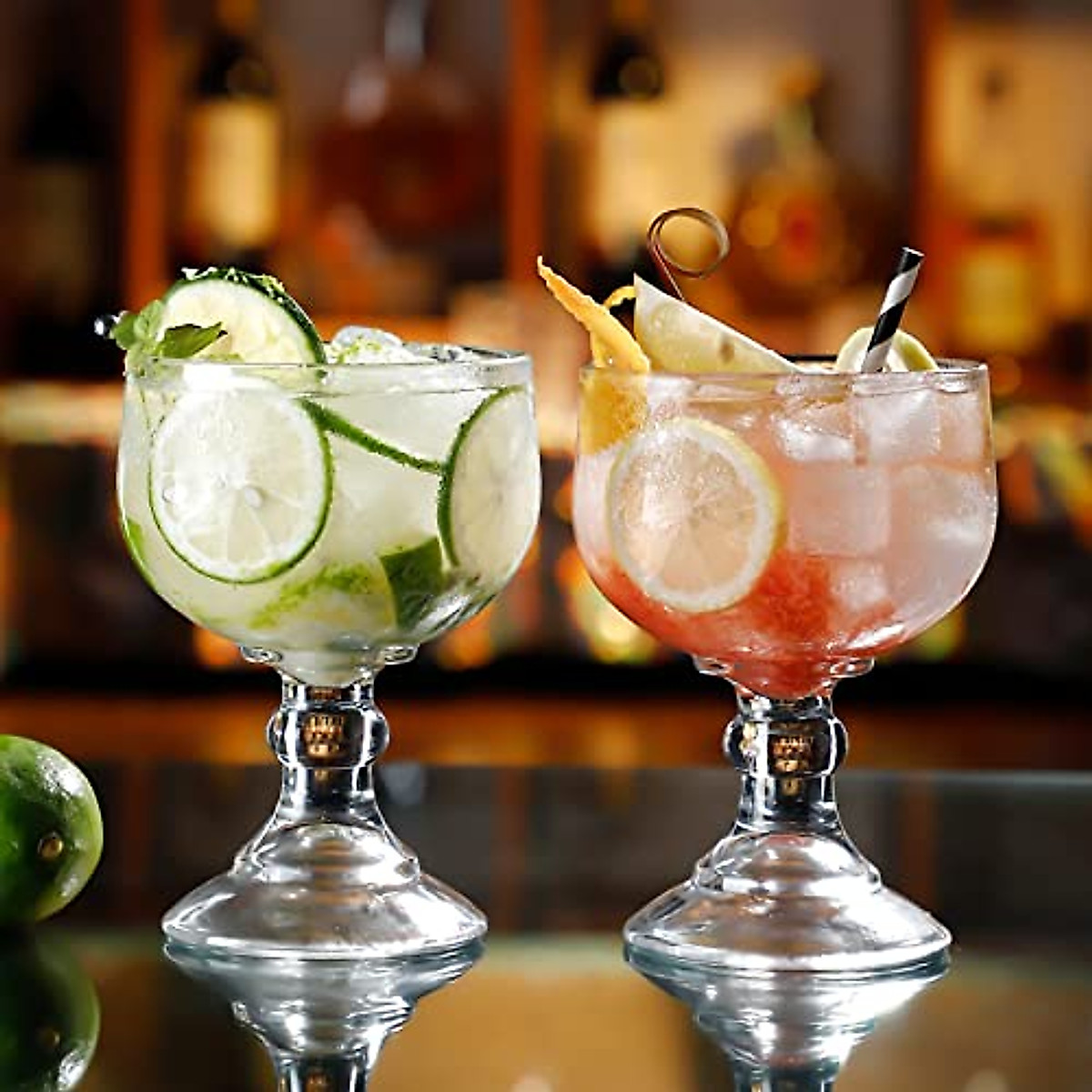 Margarita Schooner Beer Glasses 21 Oz Set of 4 With Extra Measuring Shot Glasses, Large Shrimp Cocktail Glasses Goblet, Large Stemmed Glasses With Thick Bottom for Coronaritas, Margaritas, Cocktails