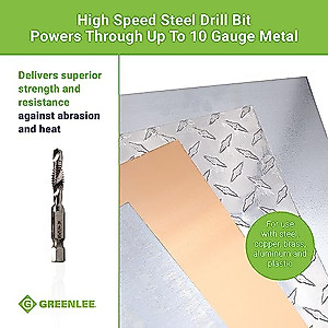 Greenlee DTAPKIT Drill/Tap Kit for Metal, One-Step Drilling, Tapping, and Deburring/Countersinking Set with Quick Change Adaptor