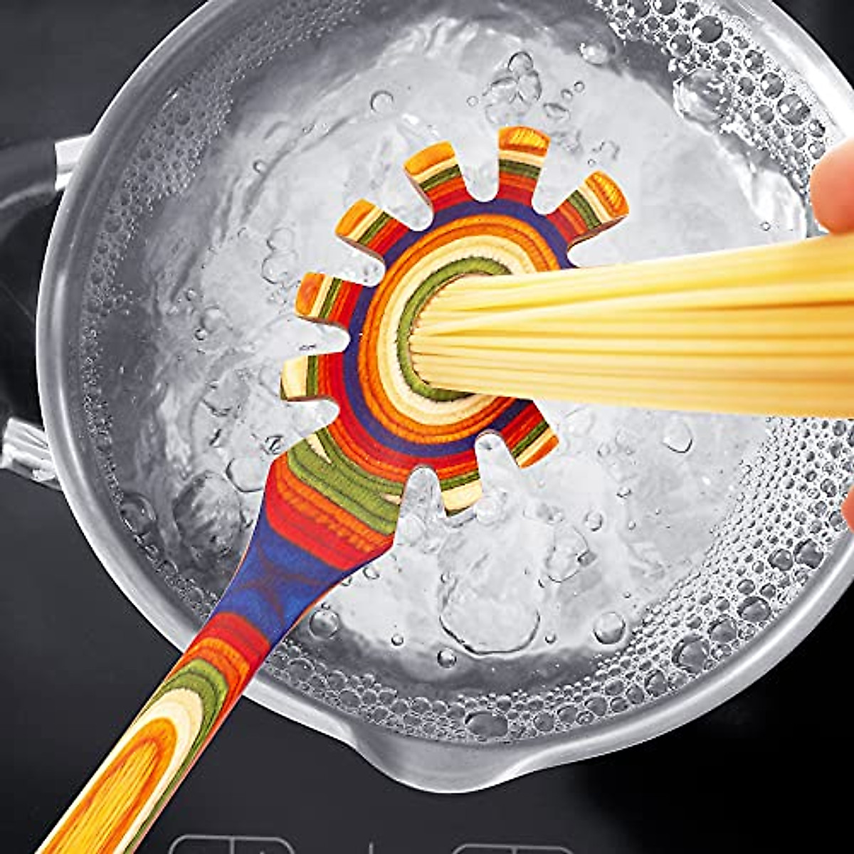 Baltique Marrakesh Collection 12-1/2" Wooden Spaghetti Spoon and Pasta Server with Teeth