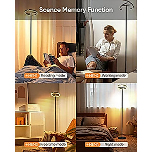 Floor Lamps for Living Room,SIBRILLE Modern Stepless Dimmable Standing Lamp 3000-6000K,20W LED Rotatable Reading Standing Light,Touch&Remote Control Uplighter Floor Lamp for Living Room Bedroom Office