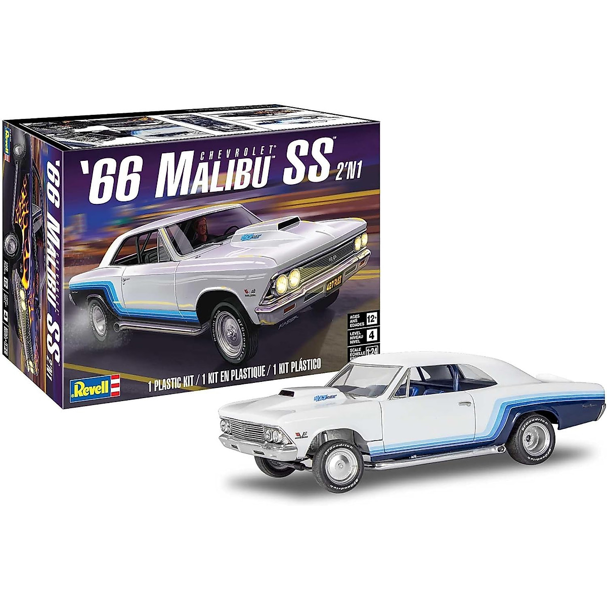 Revell 85-4520 1966 Chevy Malibu SS 2N1 Model Car Kit 1:24 Scale 92-Piece Skill Level 4 Plastic Model Building Kit