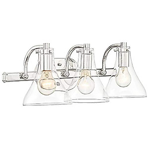 Possini Euro Design Sorren Industrial Modern Wall Light Polished Chrome Silver Hardwired 20 1/2" 3-Light Fixture Curving Clear Glass Shade for Bedroom Bedside Bathroom Vanity Living Room Hallway