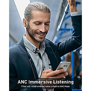 Baseus Wireless Earbuds, Active Noise Cancelling Bluetooth 5.2 Earbuds with 4 ENC Mics & Wireless Charging Case, 38ms Low Latency 30H Playtime Bluetooth Headphones for iPhone and Android(Bowie M2+)