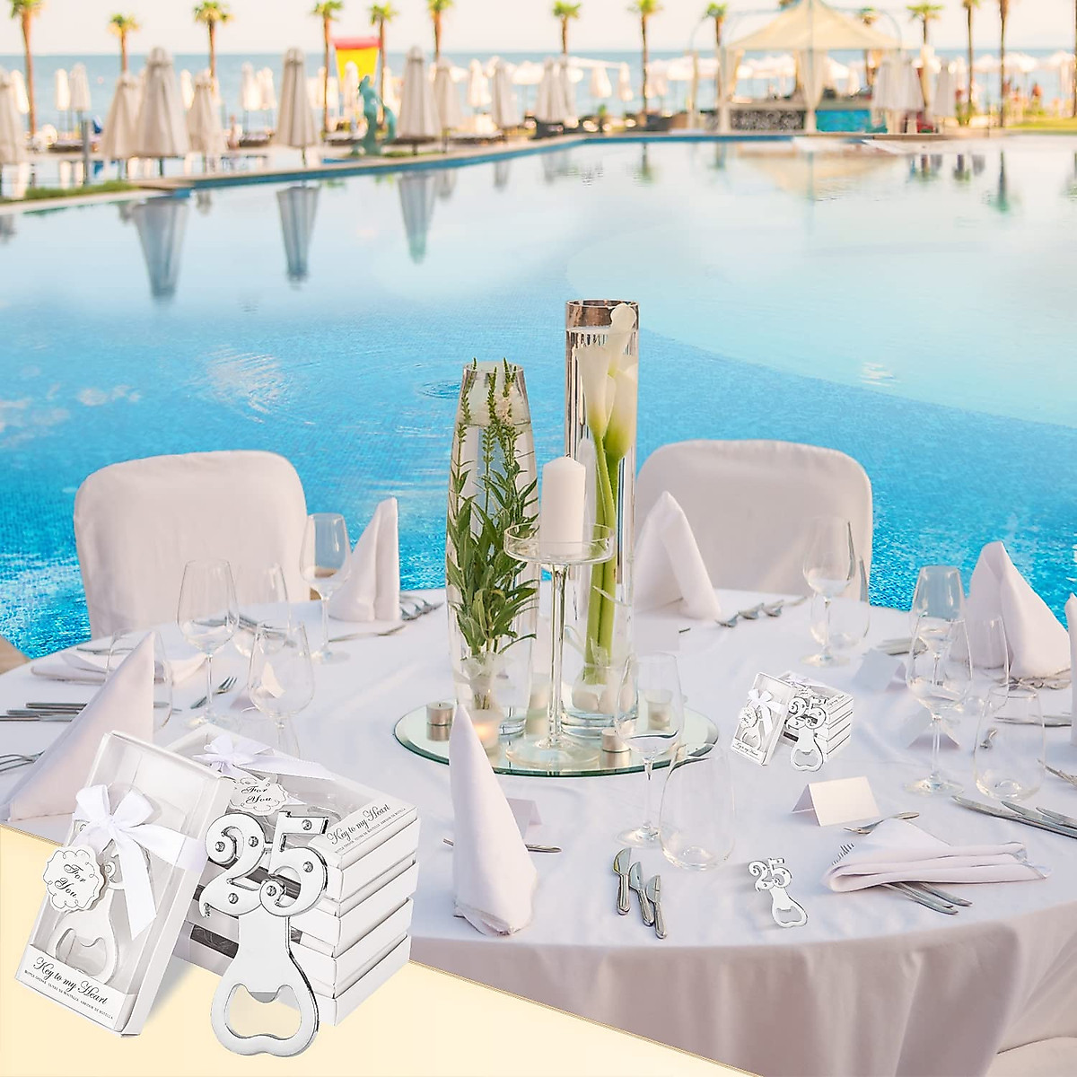 50Pieces 25 Bottle Opener for 25th Birthday Party Favors for Guests,Number 25 Silver Theme Wedding Anniversary Beer Bottle Openers Gifts, Decorations,Souvenirs for Guests for Bridal Shower