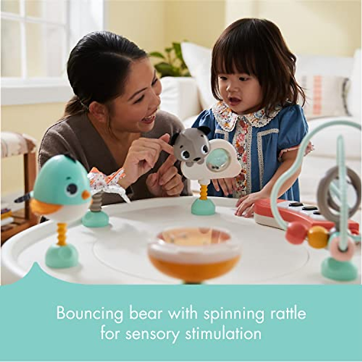 Tiny Love 5-in-1 Stationary Activity Center, 5 Modes of use: Tummy time, Activity Center, Baby Balance Board, Toddler Activity Table, Child Table and Chair, Magical Tales