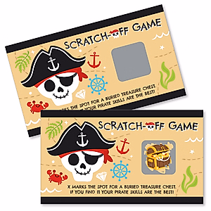Big Dot of Happiness Pirate Ship Adventures - Skull Birthday Party Game Scratch Off Cards - 22 Count