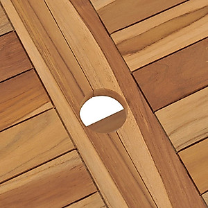 CUSON Garden Table Outdoor with Umbrella Hole | Folding Wooden Patio Dining Table | Foldable Rectangular Table for Backyard, Garden, Poolside, Balcony | Brown Solid Teak Wood 47.2"x 27.6" x 29.5"