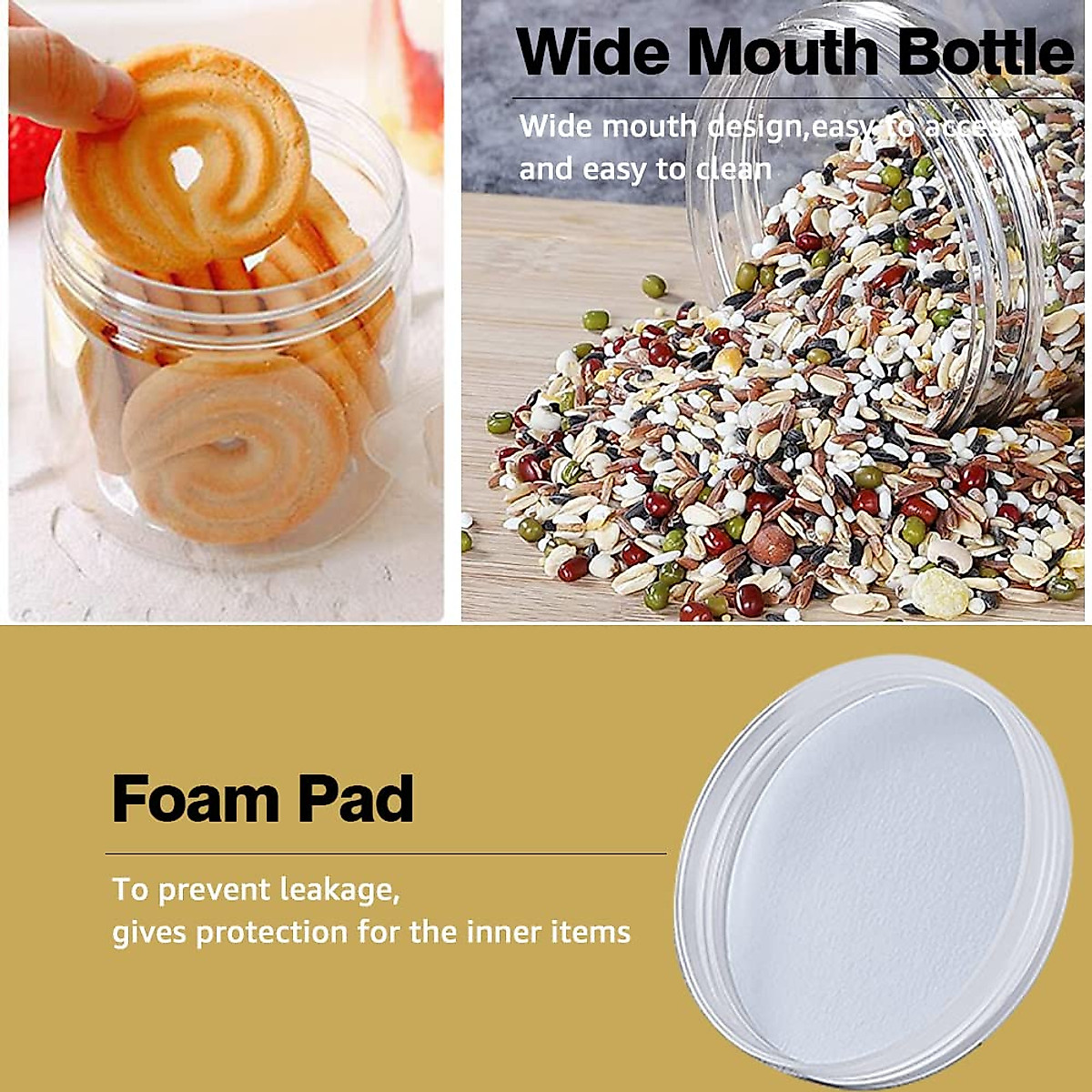 AMORIX 8oz Clear Plastic Jars with Lids 8 oz Plastic Containers with Lids + 20g Sample Containers (Set of 24) Airtight Container for Lip Scrub, Body Butters, Cream, Slime, Craft Storage