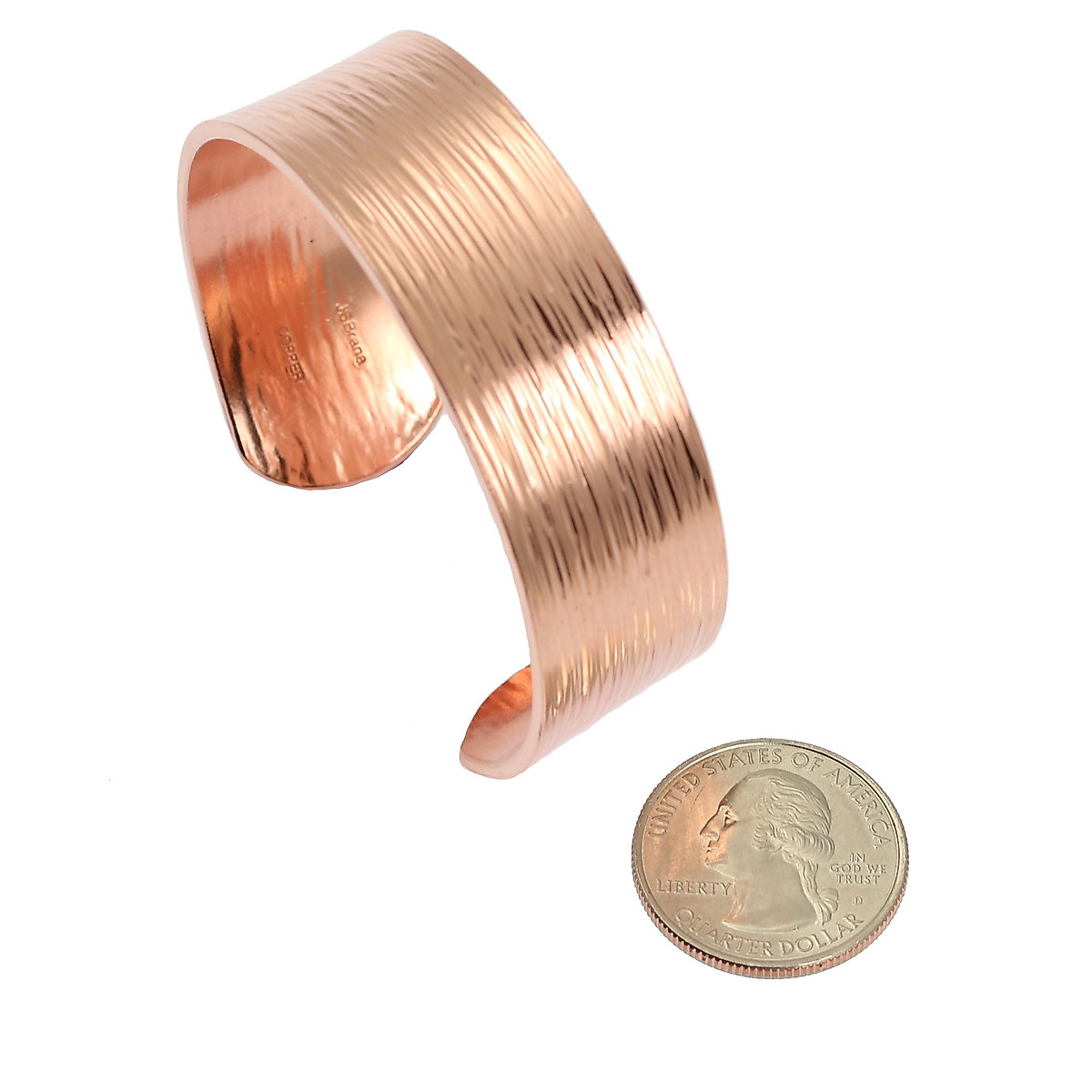 John S. Brana Chased Copper Cuff Bracelet Handmade Jewelry - 100% Solid Uncoated Copper (6.5 Inches)