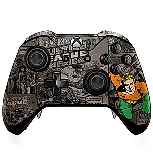 Skinit Decal Gaming Skin Compatible with Xbox One Elite Controller - Officially Licensed Warner Bros Aquaman Mixed Media Design