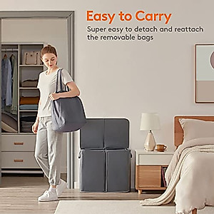 Lifewit 72L Freestanding Laundry Hamper, Bundle with 105L Double Laundry Hamper with Lid and Removable Laundry Bags, Grey