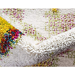 Unique Loom Lyon Collection Modern Watercolor Floral Area Rug, 2 x 6 ft, Ivory/Pink