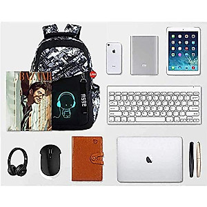 Asge School Backpack for Boys Print Backpack Teenagers Nylon Large School Bag Outdoor Reflective Daypack