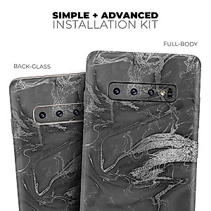 DesignSkinz Black & Silver Marble Swirl V7 Protective Vinyl Decal Wrap Skin Cover Compatible with The Samsung Galaxy S20 (Screen Trim & Back Glass Skin)