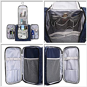 Large Hanging Travel Toiletry Bag for Men and Women Waterproof Makeup Organizer Bag wash bag Shaving Kit Cosmetic Bag for Accessories, Shampoo,Bathroom Shower, Personal Items DarkBlue