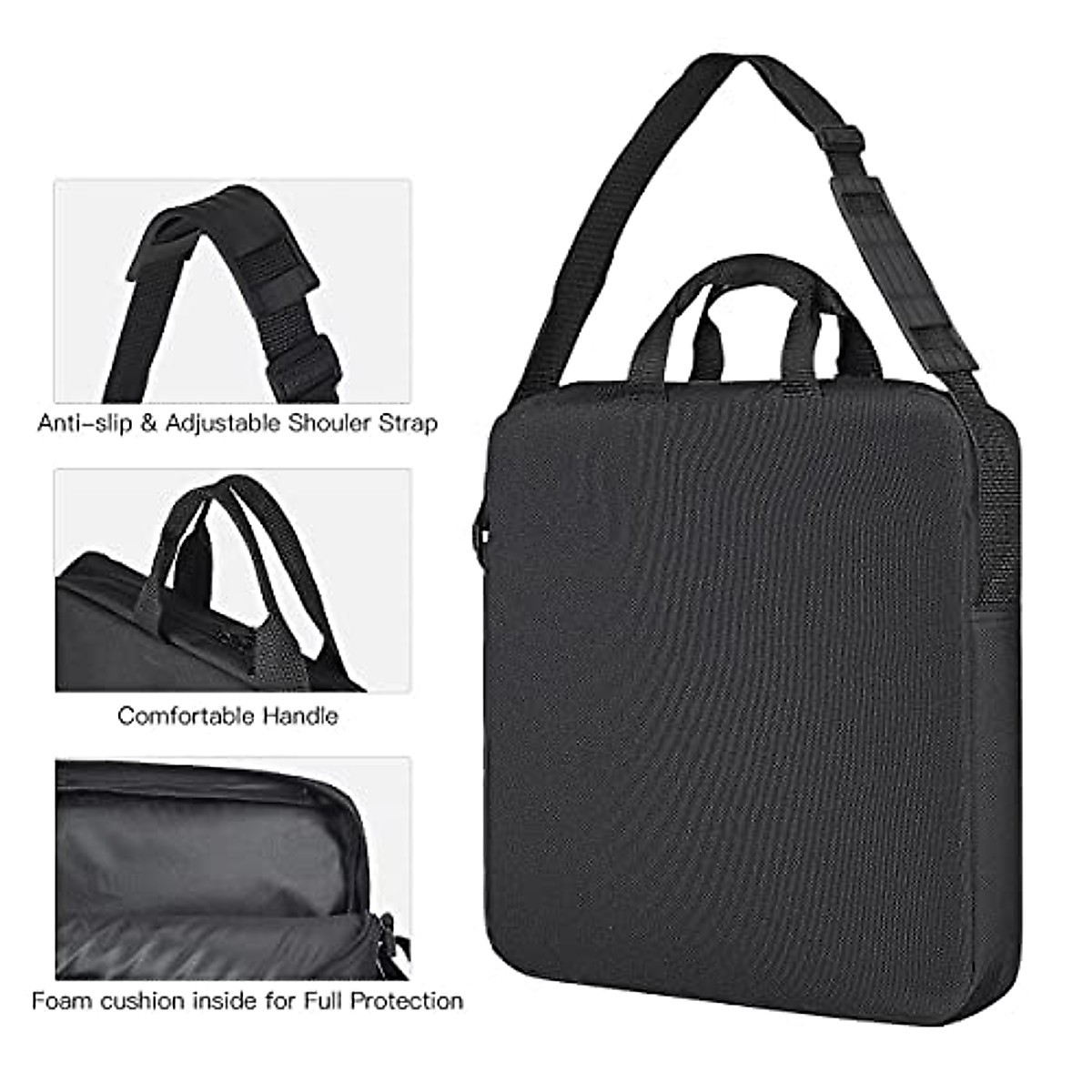 CASEDAO Photography Carrying Bag for 12" Ring Light,12 x 12 inch Selfie Ring Light Protective Carrying Bag, Portable Desk LED Ring Light Case for 12" Camera Ring Light-Black