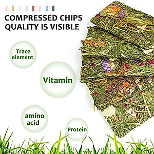 HGPOKLVT Rabbit Chew Toys, Chinchilla Treats for Dental Health, Natural Timothy Hay Chips Chew Treats,Small Animals Snacks for Rabbits, Hamsters, Bunny, Guinea Pig, Chinchillas (Timothy)