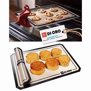 DI ORO Silicone Mats for Baking - Baking Mats Silicone for Baking Sheets - 480°F Heat-Resistant Nonstick Silicone Cooking Mats & Oven Liners - 16 1/2" × 11 5/8" - BPA Free Kitchen Cookie Sheets (2pc)