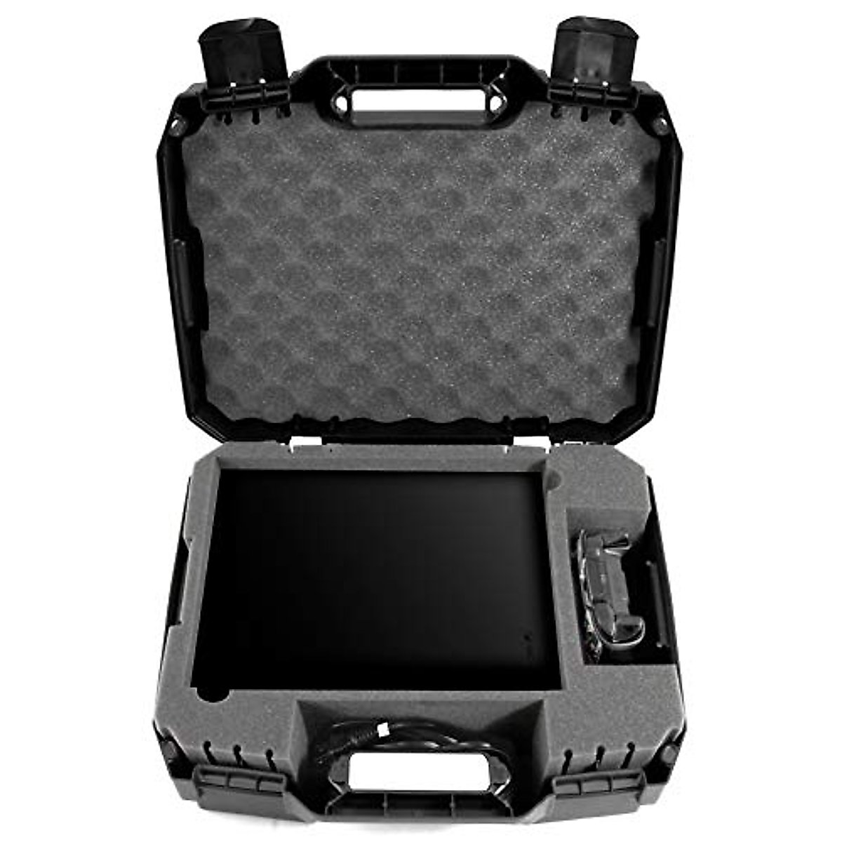 CASEMATIX Travel Case Compatible with Xbox One X - Hard Shell Carrying Case with Protective Foam Compartments for Console, Controller, Power Adapter, Games and More Accessories