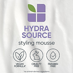 BIOLAGE Hydra Source Styling Mousse - Provides Body and Natural Movement With Medium Hold For Dry Hair, Paraben-Free & Vegan, 8.5 Fl Oz
