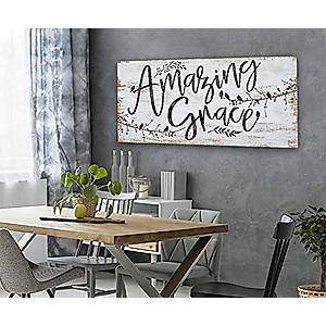 Amazing Grace - 12" x 24" Canvas Wall Art (Printed on Canvas, Not Wood) - Stretched on a Heavy Wood Frame - Ready to Hang - Perfect Dining and Living Room Decor - Makes a Great Housewarming Gift Under $50