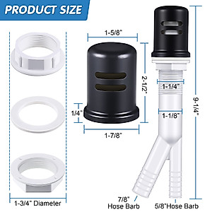 Enhon 1 Set Dishwasher Air Gap Kit, with Skirted Brass Air Gap Cap and Matching Escutcheon, Dishwasher Air Gap Replacement with Air Gap Cover (Matte Black)