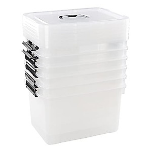 Bblina 10 Liters Clear Storage Boxes, Plastic Organizer Tote Bins Set of 6