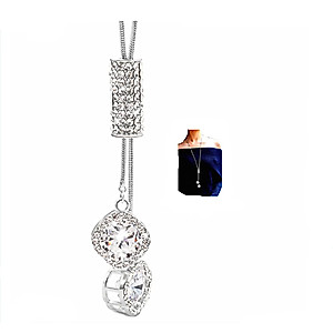 Cathercing Flower Rhinestone Pendant Long Necklace for Women Sweater Chain Statement Necklace Choker Adjustable Elegant Jewelry Accessories Dressy Collocation Winter Evening Party Wedding