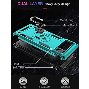 IKAZZ Suitable for Google Pixel 6 Case,Military Grade Shockproof Heavy Duty Protective Phone Case Pass 16ft Drop Test with Magnetic Kickstand Car Mount Holder for Google Pixel 6 Turquoise