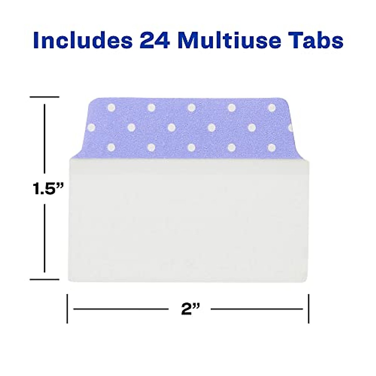 Avery Multiuse Ultra Tabs, 2" x 1.5", 2-Side Writable, Assorted Pastel Dots, 24 Repositionable Tabs (74773)