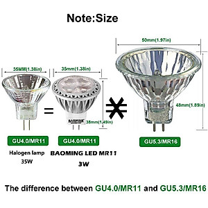 BAOMING MR11 LED Bulb Daylight 6000k 20W/35w Halogen Replacement, GU4 Base 12V Low Voltage 30° Spot Light Not-Dimmable 10-Pack