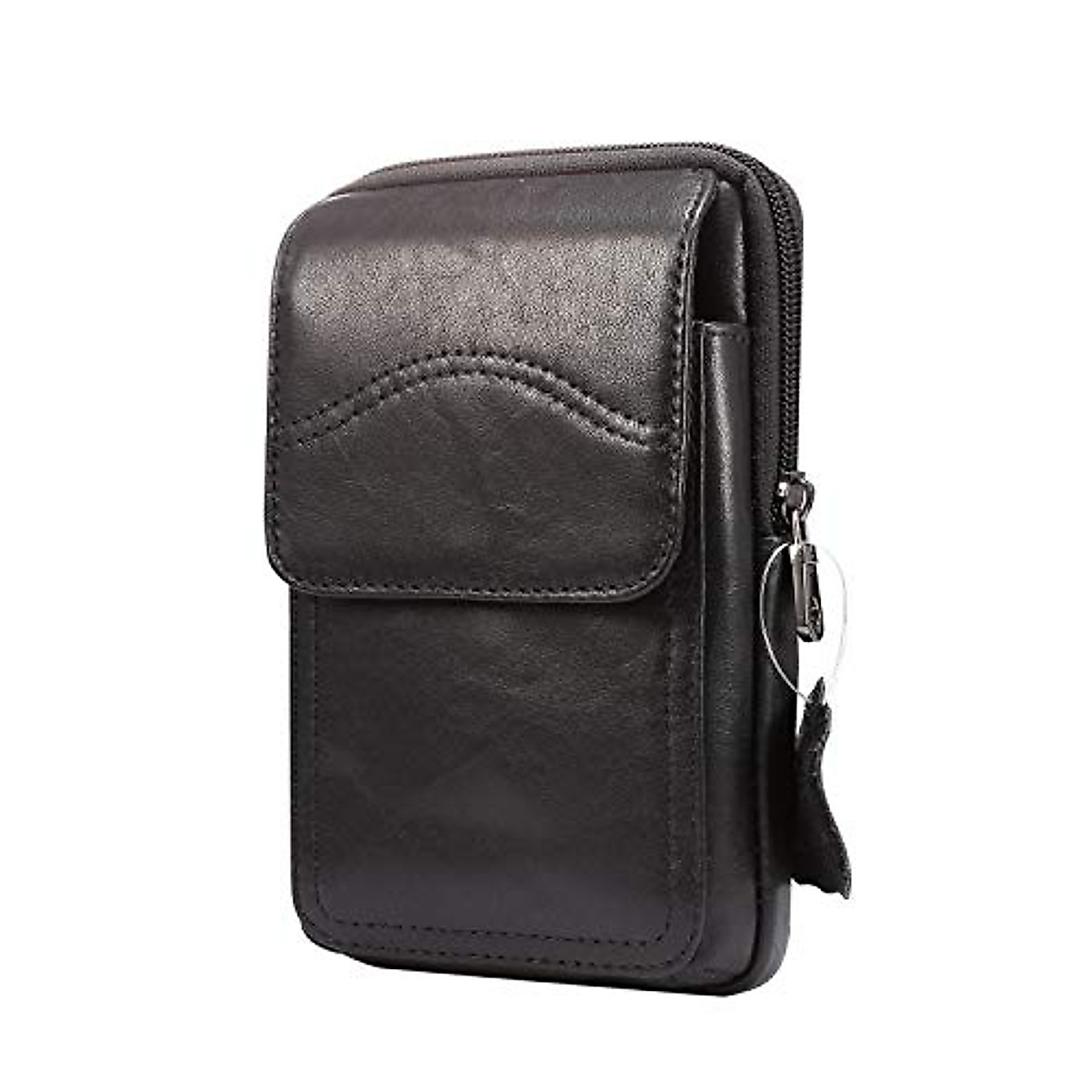 Genuine Leather Cell Phone Belt Holster Waist Bag Crossbody Purse Travel Bag for Galaxy S20+ S10 Plus,A30s,A10s,A50,Note9,Note 8, Google Pixel 4 XL,Xiaomi Mi 9T, Redmi 8A,OnePlus 7T,BLU Vivo XL5-Black