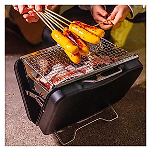 ZICANA BBQ Grill Portable Barbeque Grill Heavy Duty Folding Camping Stove BBQ Charcoal Grill Outdoor Cooking Picnic Barbecue Tools Picnic