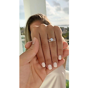 Tsnamer 1.25CT 925 Sterling Silver Bridal Ring Sets Round CZ Engagement Rings Vintage Ring Promise Rings for Her Wedding Bands for Women (Silver, 9)