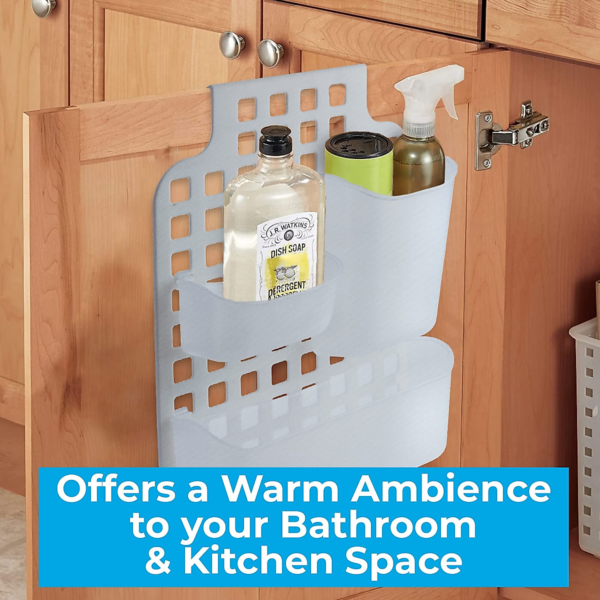 Blue Canyon 2 Tier Over Cabinet Basket, Over Door Cabinet Organiser Kitchen Storage, No Drill Bathroom Shelf, Non-Rusting Storage Shelves, Over Cabinet Storage, Over Cabinet Door Storage